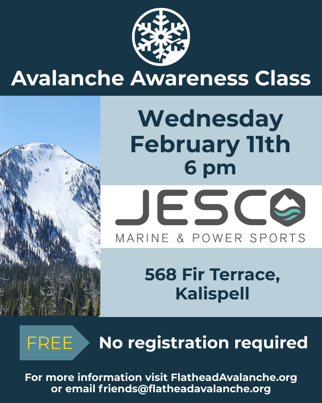 Avalanche Awareness Class: JESCO Kalispell - Flathead Avalanche